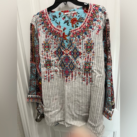 John Mark | Tops | John Mark Embroidered Tribal Inspired Multicolor ...